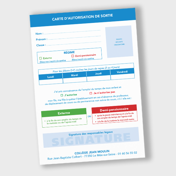Carte d'autorisation de sortie - MIDS-FRANCE